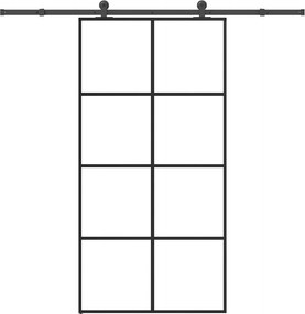 vidaXL Posuvné dveře s kováním 102,5 x 205 cm ESG sklo a hliník