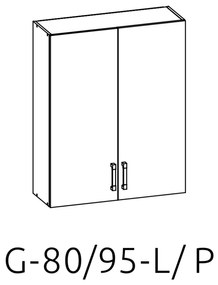 G-80/95 L (P) horní skříňka kuchyně Top Line Barva korpusu skříněk: Šedá grenola, Zvolte barvu dvířek: Bílá lesk