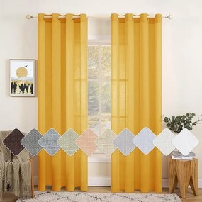 MIULEE Okenní závěs 140x240 cm - průhledný, 100% polyester, žlutý