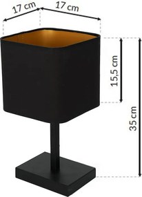 Stolní lampa Napoli, 1x černé textilní stínítko, b