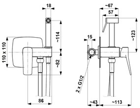 KFA Armatura 4529-512-81 -Bidet. baterie se sprškou pro pod. ins. MALAGA černá