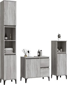 3dílný set koupelnových skříněk šedý sonoma kompozitní dřevo 3185549