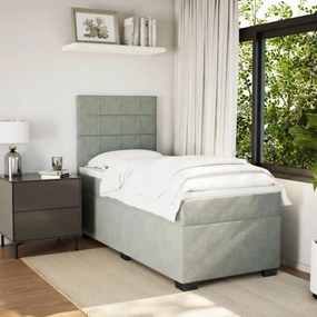 Box spring postel s matrací světle šedá 90x200 cm samet 3290810