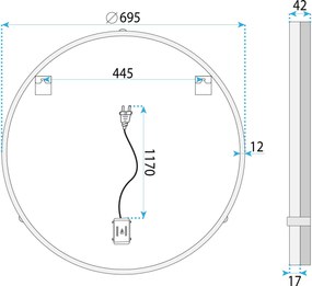 Tutumi Tutumi, kulaté LED zrcadlo 70cm BL805, HOM-06911