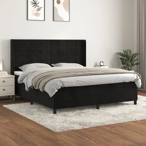 Box spring postel s matrací černá 180x200 cm samet 3132695