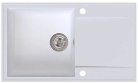 Sink Quality Sink55, kuchyňský granitový dřez 780x460x215 mm + chromový sifon, bílá, SKQ-SINK.W.1KDOL.X