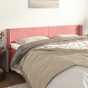 Čelo postele typu ušák růžová 163x16x78/88 cm samet 3118547