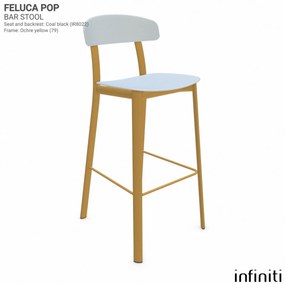 Barová židle Feluca Pop Barva kovové konstrukce: Ochre yellow 79, Barva sedáku a opěradla z recyklovaného plastu: white IS020