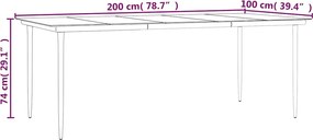 Zahradní jídelní stůl černý 200x100x74 cm ocel a tvrzené sklo 319280