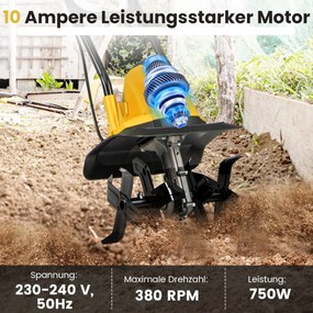 Costway Elektrický kultivátor 750 W | Pracovní šířka 32 cm – 32,5 × 24 × 138 cm