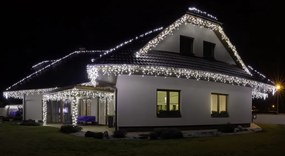 LED světelný řetěz FLASH, 5 m, ledově bílá, 60 diod, IP67, bílý kabel