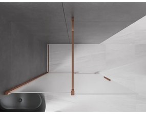 Mexen Velar, sprchová zástěna s posuvnými dveřmi Walk-in 130 x 200 cm, 8mm sklo námraza, růžové zlato, 871-130-000-33-60