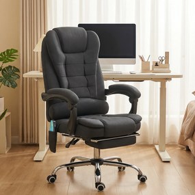 Kancelářská židle Vinsetto s masážní funkcí, ergonomická kancelářská židle s polohováním a vyhříváním, výškově nastavitelná počítačová židle s podnož…