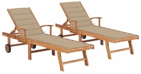 Zahradní lehátko 2ks masivní teak / látka Dekorhome