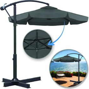 Zahradní skládací slunečník ARCADIA 300 cm, šedý