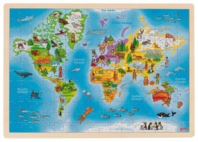 Goki Dřevěné puzzle Mapa světa