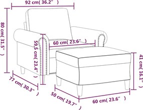 Křeslo s podnožkou žluté 60 cm samet 3201211