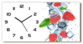 Wallmuralia Skleněné hodiny na stěnu Lesní ovoce s ledem 60x30 cm