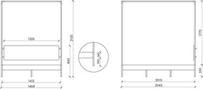 Černá ocelová dvoulůžková postel bez čela/s nebesy s roštem 140x200 cm Eton – noo.ma