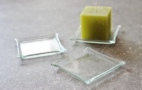 BDK-GLASS Skleněný čirý tácek pod svíčku 9x9cm - 1ks