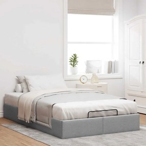Osmanský rám postele bez matrací světle šedá 140x190 cm textil 3310875