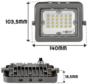 ECOLIGHT LED reflektor 20W 2000lm PREMIUM LINE - studená bílá