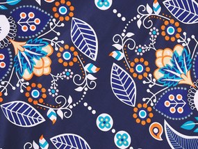 Povlečení 155 x 220 cm tmavě modrá a oranžová MADRONA Beliani