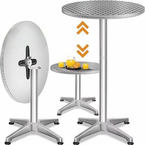 Deuba Hliníkový barový stůl Ø60 cm skládací - stříbrný