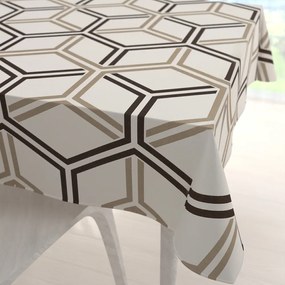 Biante Bavlněný čtvercový ubrus Sandra SA-558 Hnědé hexagony na krémovém 110x110 cm
