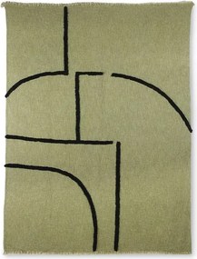 Zelený pléd /přehoz s třásněmi Tufted lines - 130*170 cm
