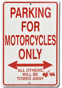 Plechová cedule Motorcycles Parking Only 20 cm x 30 cm