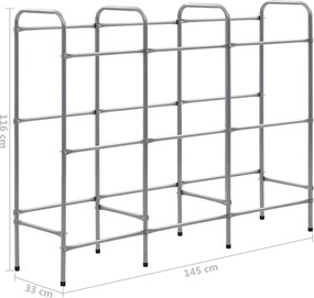 Skladový regál na 9 přepravek stříbrný 145 x 33 x 116 cm ocel 285214