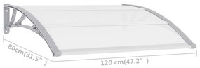 Vchodová stříška šedá a průhledná 120 x 75 cm polykarbonát,  144818