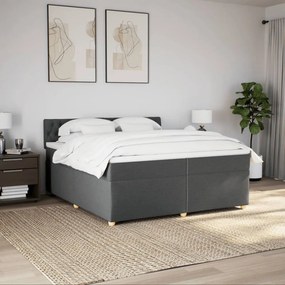 Box spring postel s matrací tmavě šedá 200x200 cm textil 3289095