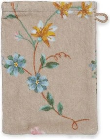 Pip Studio ručníky z bavlněného froté Les Fleurs, khaki (Luxusní ručníky z bavlněného froté v designu Les Fleurs v barvě khaki)