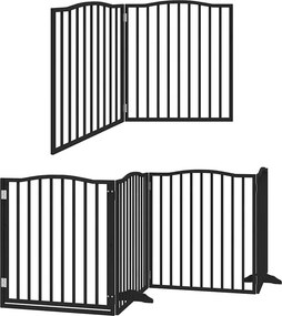 Zábrana pro psy s dvířky skládací 10 panelů černá 800 cm topol 3155631