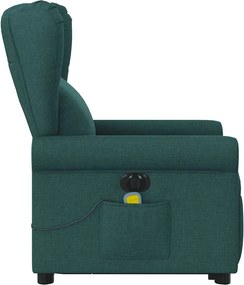 Elektrické zvedací masážní polohovací křeslo zelené textil 3303410