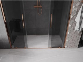 Mexen Velar Duo, posuvné sprchové dveře do otvoru 200 cm, 8mm šedé sklo, růžové zlato, 871-200-000-42-60
