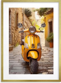 Plakát Retro dekorace na zeď do obývacího pokoje Žlutý skútr Itálie