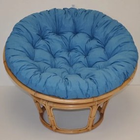 Ratanový papasan průměr 115 cm - polstr tyrkysový melír