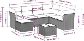 8dílná zahradní sedací souprava s poduškami černá polyratan 3217996