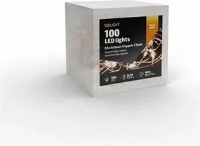 Solight vánoční řetěz měděná / 100x mini LED / 10m / 3 x AA
