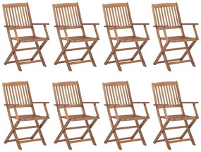 Skládací venkovní židle s poduškami 8 ks masivní akáciové dřevo,  3075085