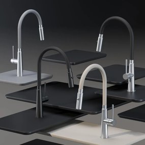 Šedá/nerez ohebná dřezová baterie QUADRON GINA se sprchou