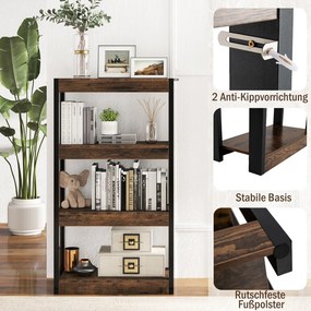 Costway 4 Vodorovná dřevěná stojanová police s 2 sadami proti převrácení