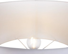 Béžová stojací lampa s oválným lněným bílým stínidlem 50 cm - Thijmen