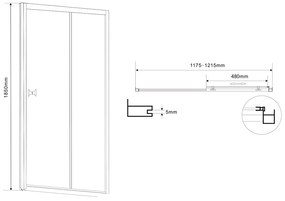 Aqualine AMADEO obdélníkový sprchový kout 1200x800 mm, L/P varianta, sklo Brick BTS120BTP80