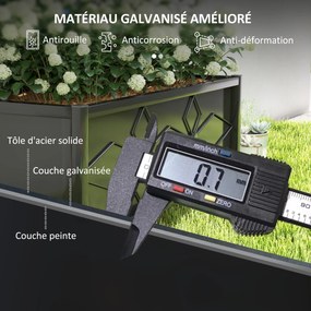 Zvýšený květináč s trellis Outsunny, zahradní vyvýšený záhon, venkovní květinová krabice - diamantový vzor, odtokové otvory, pozinkovaná ocel pro bal…