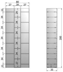 Bílá knihovna WOOOD Grenen, základní modul