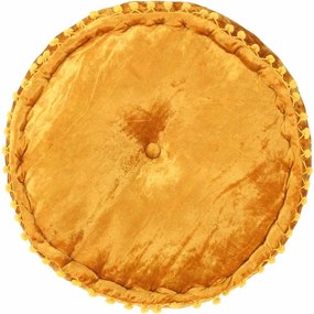 Kulatý taburet samet 40 x 20 cm hořčicový 287568